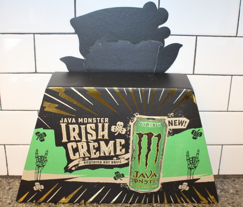 Java Monster Irish creme Energy Promo Box with Full Can & Themed Coffee ...