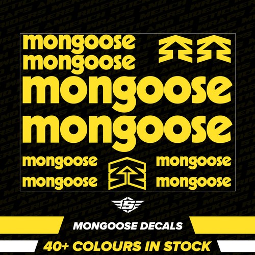 11PC MONGOOSE Vinyl Decals Stickers 40+ colours - cycling MTB BMX bike ...
