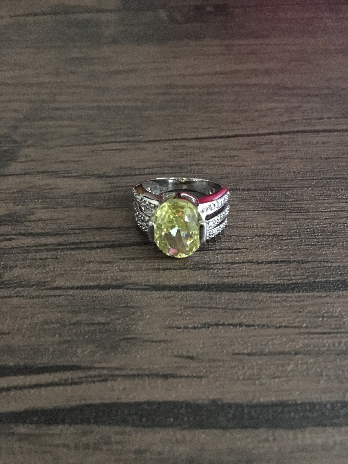 Green Citrine CZ Sterling Silver Ring Size 7 | eBay