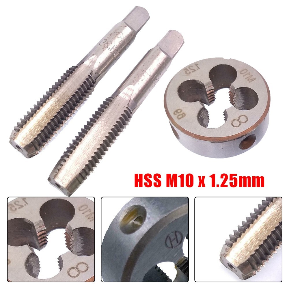 Right Hand Tap And Die Set M10 X 1.25mm HSS Screw Thread Plugs Straight ...