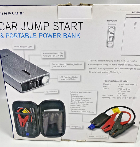 Winplus 8000mah Portable Jump Starter Power Bank USB Charger 350a Car ...