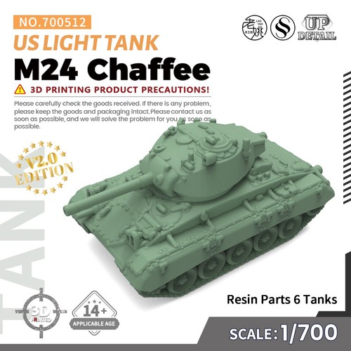 Army Tank Unpainted 1/700 Military Model Kit US M24 Chaffee Light Tank ...