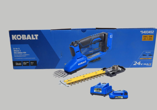 Kobalt 5403452 24V 2-in-1 Shear & Shrubber Hedge Trimmer w/ Battery ...