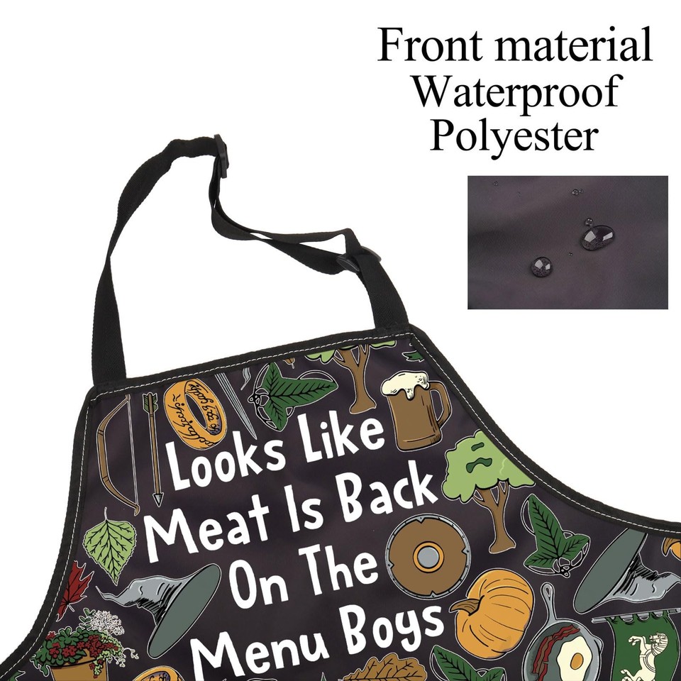 Mens Chef Apron, Looks Like Meat Is Back On The Menu, Funny BBQ ...