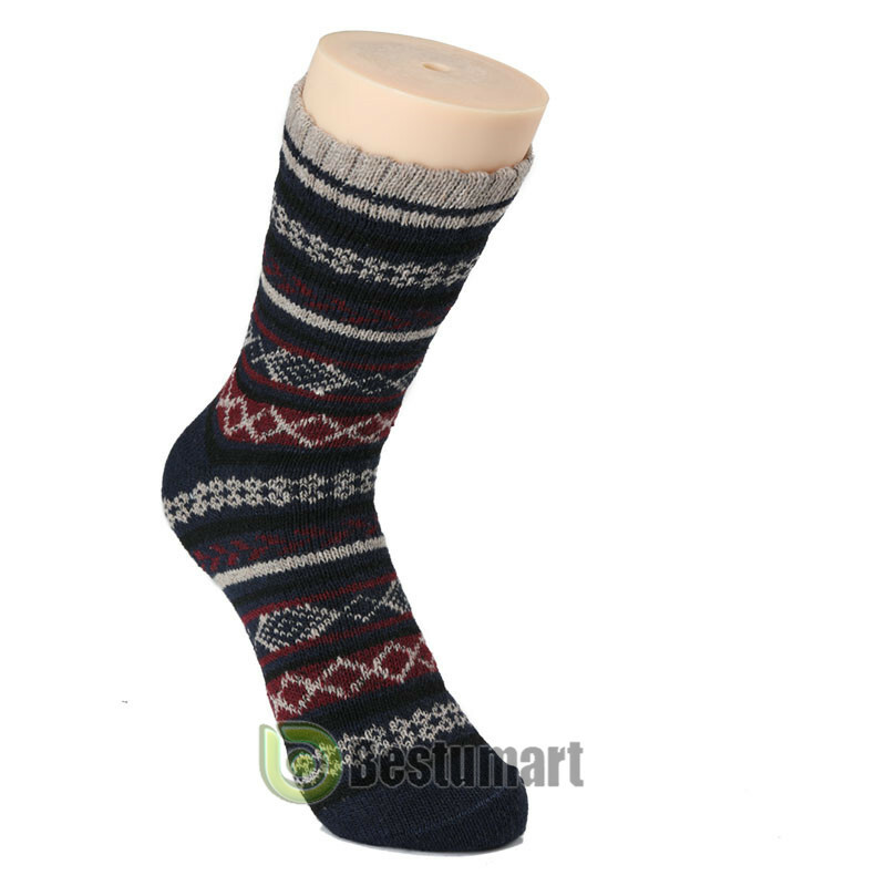 1-5Pairs Socks Men Women Vintage Style Winter Soft Warm Thick Knit Wool ...