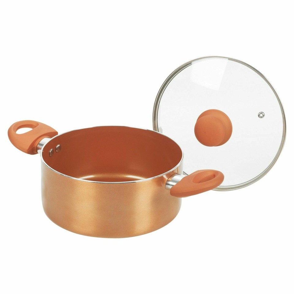Non Stick Ceramic Coated Copper Induction Cooking Pan Pot Saucepan ...