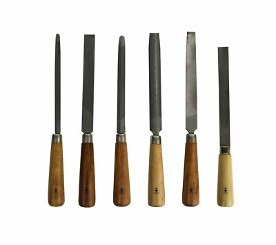 Set of 6 Files w/ Wooden Handle Wax Plastic Wood Carving Filing Jewelry ...