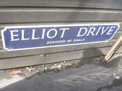20th Century Pressed Metal Street Sign..."ELLIOT DRIVE "..Man Cave ...