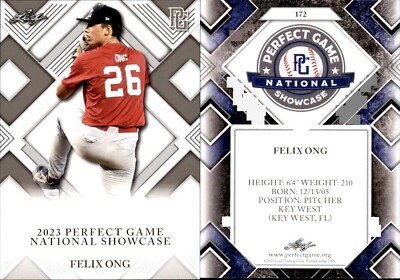 FELIX ONG Rookie 2023 Leaf Perfect Game National Showcase RC #172 | eBay