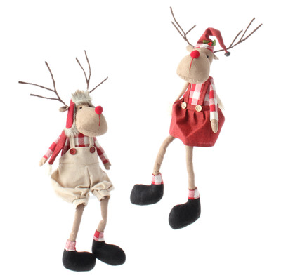 RAZ Imports~19" Sitting Farmhouse Reindeer Couple~Set of 2~Christmas ...