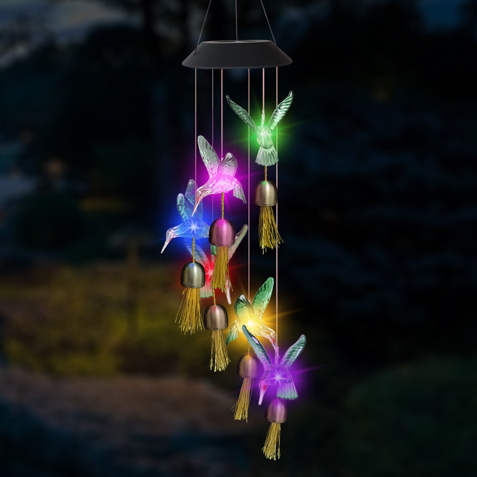 Color-Changing LED Solar Powered Wind Chime Light Lamp Yard Garden ...