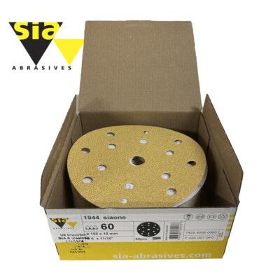 Sia Abrasives 1944 Siaone 150mm 6" Sanding Discs 15-Hole Hook n Loop ...