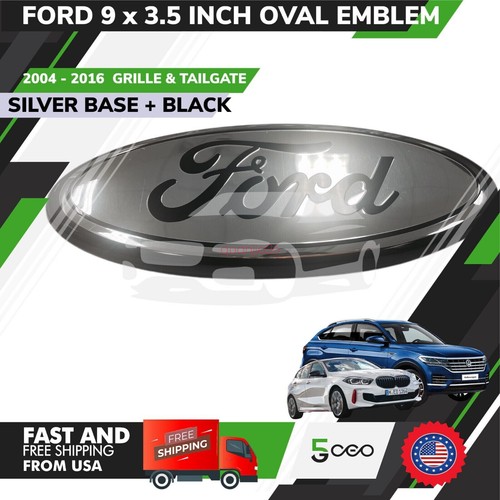 FORD SILVER OVAL EMBLEM 9 INCH SILVER LOGO BADGE FOR Grille/Tailgate ...