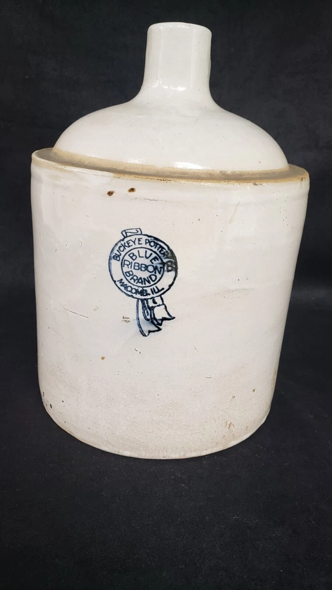 Shoulder Jug Crock Blue Ribbon Brand Buckeye Pottery, 47% OFF