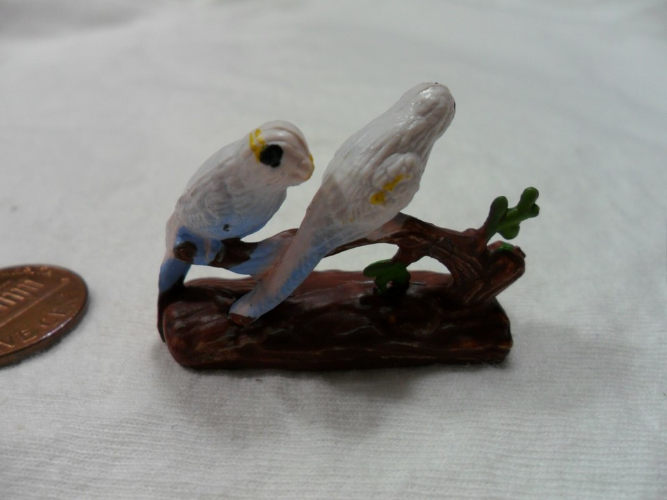 Miniature Blue Parrots on Branch - Hong Kong - Vintage | eBay