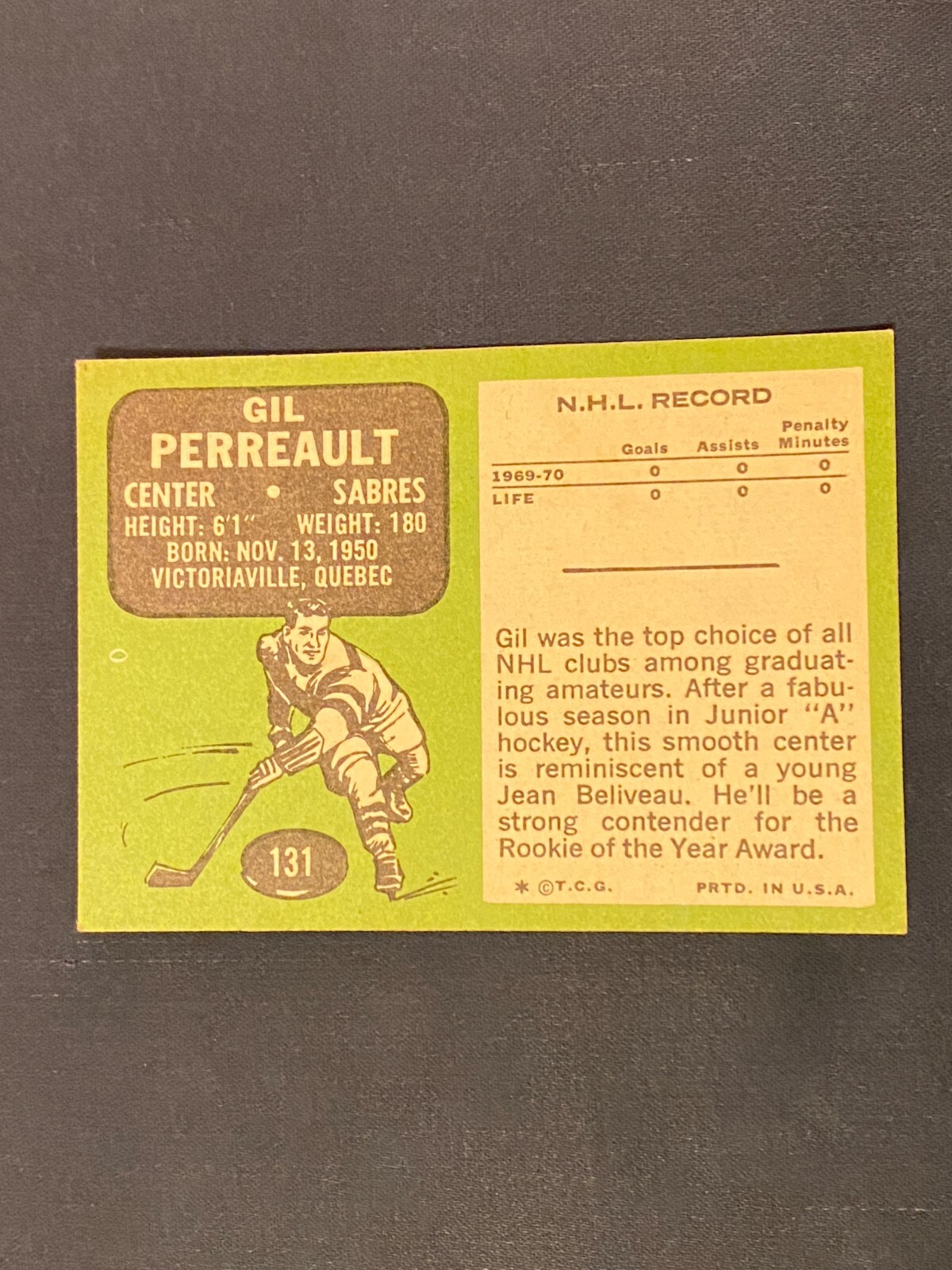 1970-71 Topps Gil Gilbert Perreault 131 RC Rookie Card Hockey Star Vtg ...