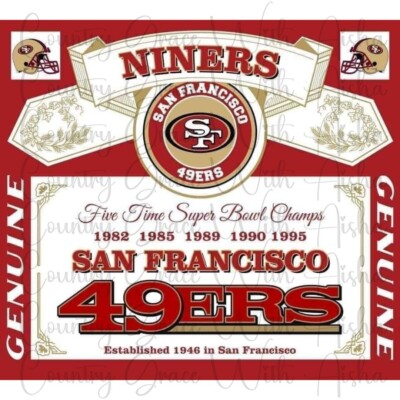 20oz Skinny Tumbler Sublimation Transfer Print 49ERS Football Ready To ...