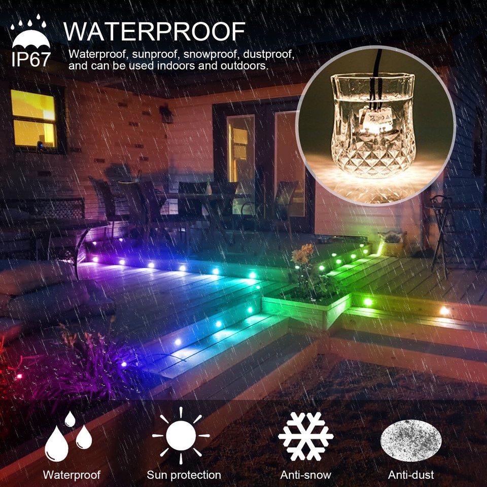 WIFI LED Deck Lights Outdoor RGB/RGBW/RGBIC Garden Stair Step Plinth ...