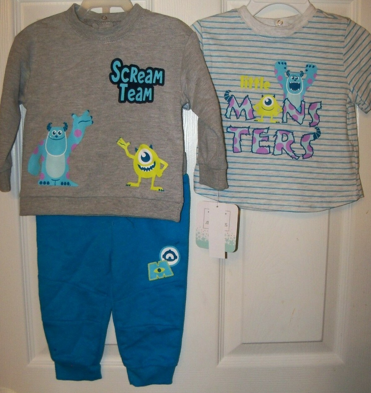 Little Monsters 3 PC Pants Long Short Shirt Set Boys Girls Baby 12 ...
