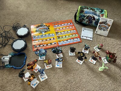 Wii Skylanders Giants Game Lot 15 Figures 3 Power Portals Case Travel ...