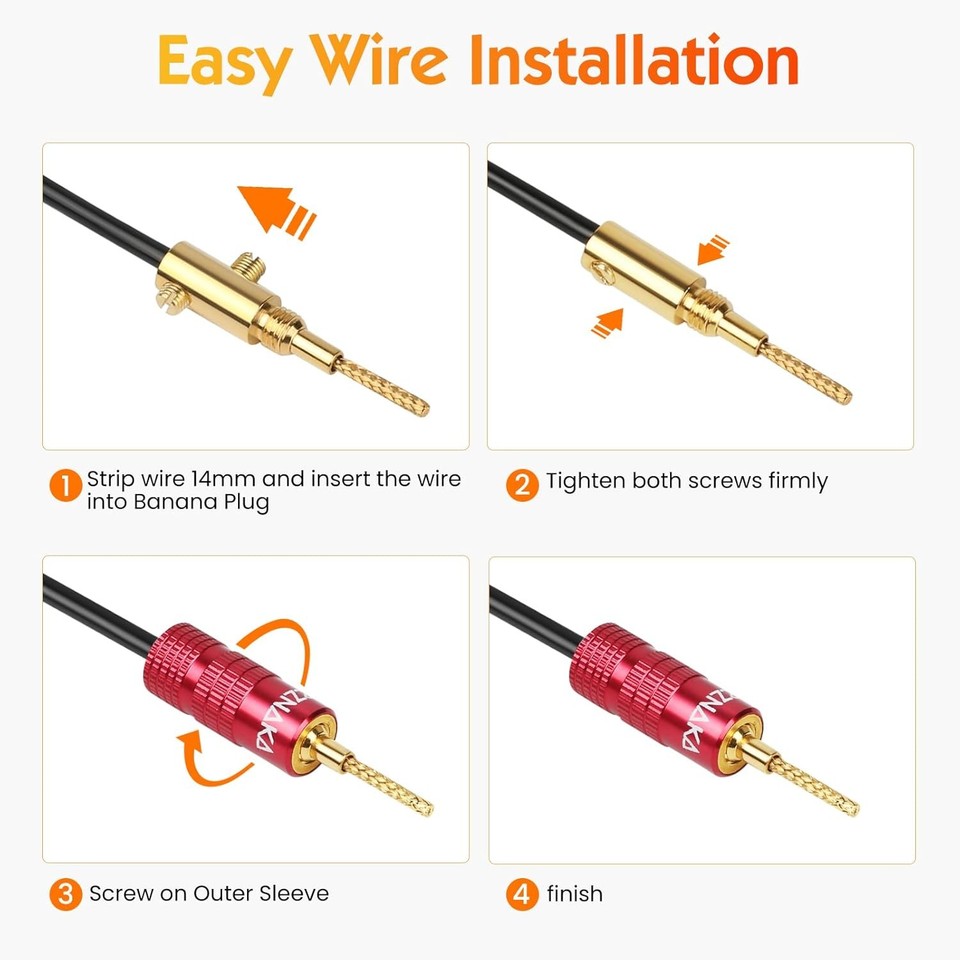Flex Pin Colorback Banana Plugs for Spring Loaded Speaker Terminals,6 ...