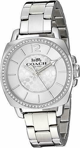 COACH 14503140 Boyfriend Silver Tone Crystal Accented Logo Dial Women's ...