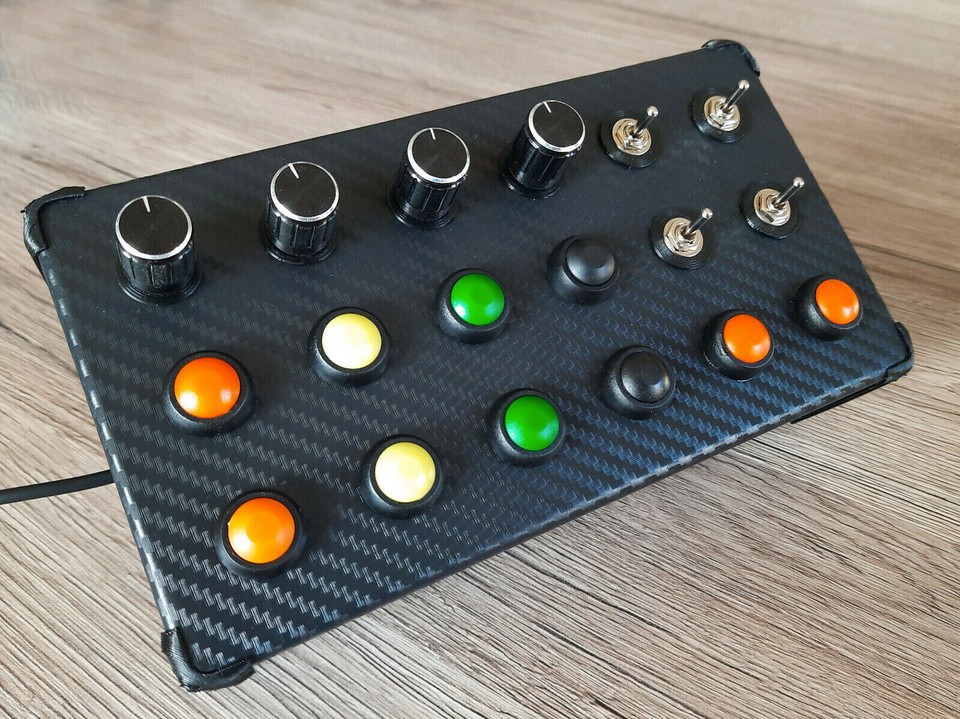 Sim Racing Button Box 30 USB Functions 4 Sticks 4 Rotary PC Carbon ...
