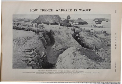 1915 WW1 PRINT TRENCH WARFARE FIELD FORTIFICATION AUSTRIAN ARMY IN ...