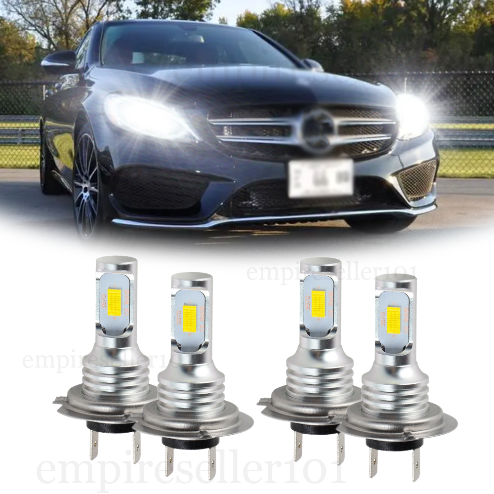 For Mercedes-Benz C250 C300 C350 4x 6000K LED Headlight Kit High &Low ...