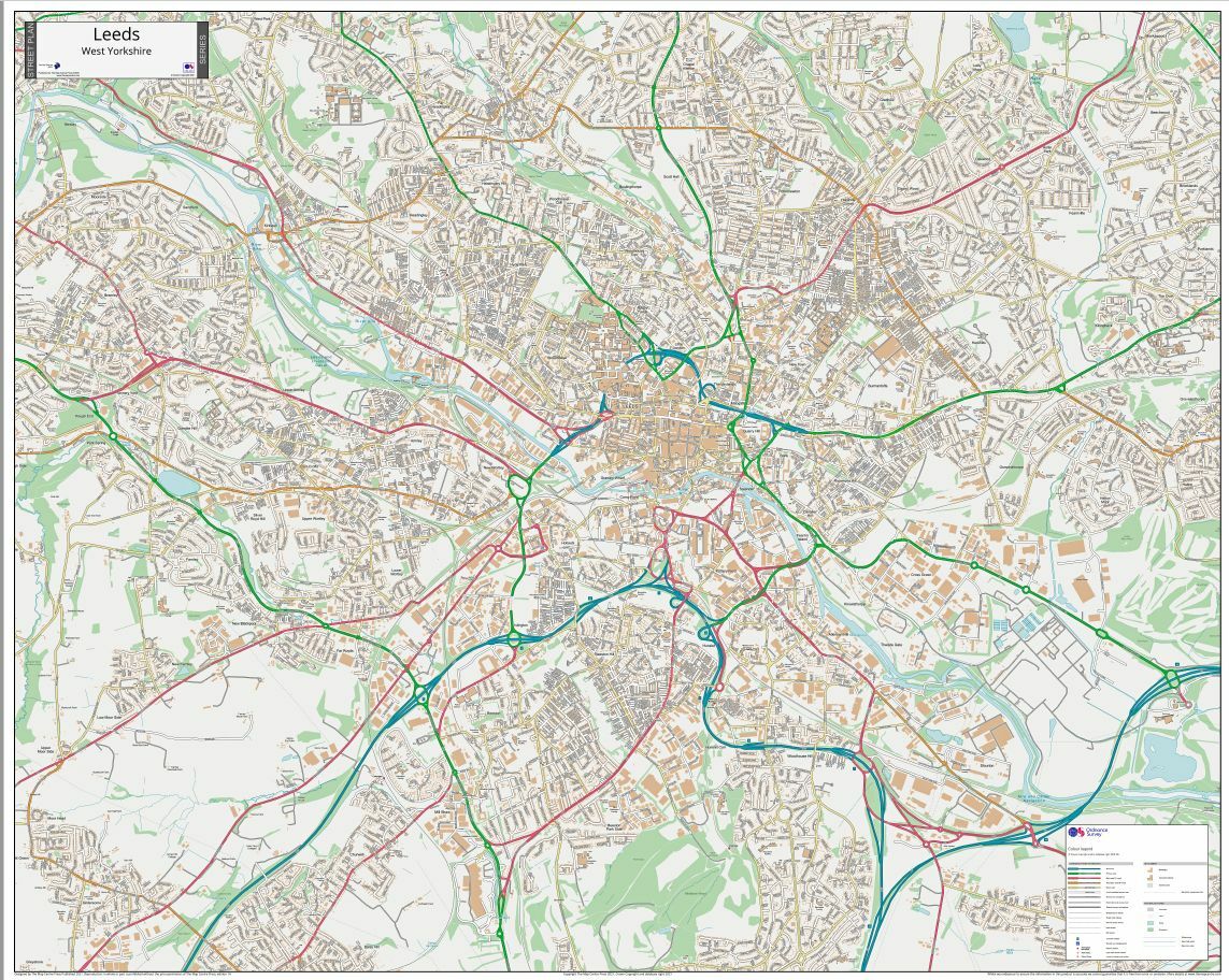 WALL MAP OF LEEDS - LEEDS STREET MAP - Street Map Series CITY OF LEEDS ...