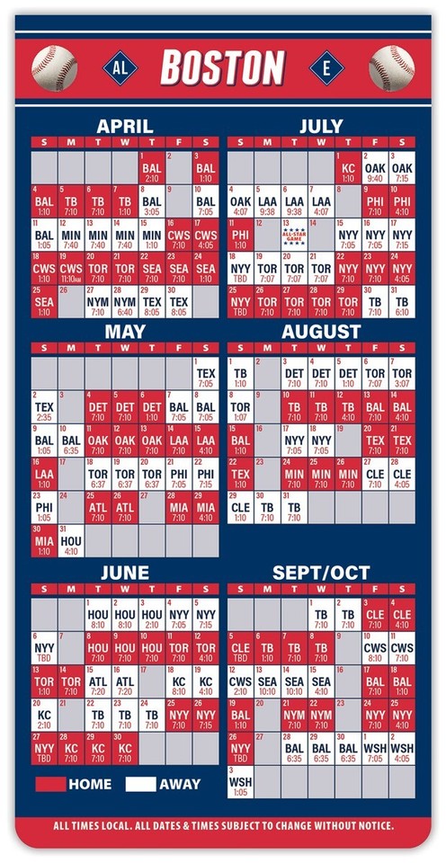 300 BOSTON RED SOX BASEBALL 2024 SCHEDULE MAGNETS Peel & Stick Business ...