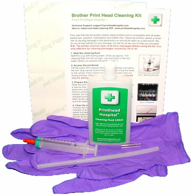 Printer Head Cleaning Kit Unblocks Brother MFC DCP Inkjet Nozzles 120ml ...