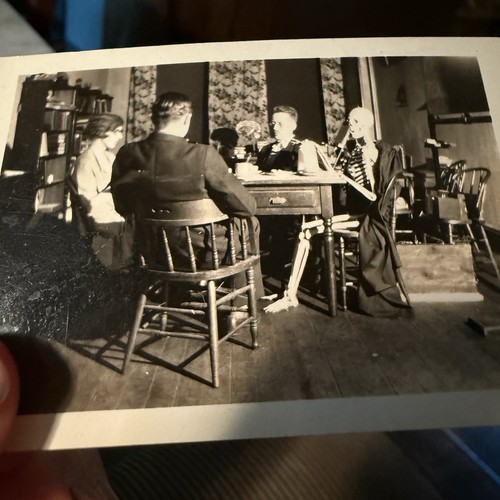 Skeleton & Group Of Men And Woman Antique Table Photo Poker? | eBay