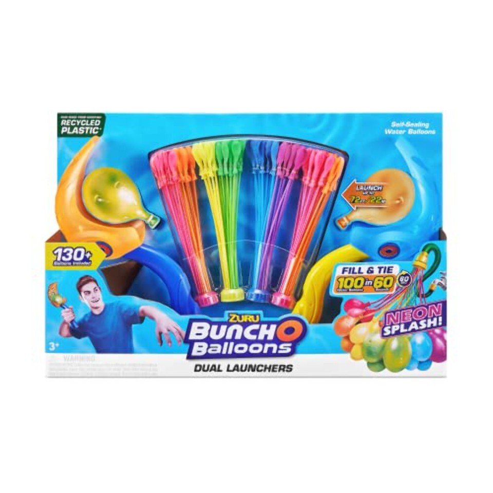 Bunch O Balloons Neon Colors with 2 Launchers + 4 Pack Water Balloons ...