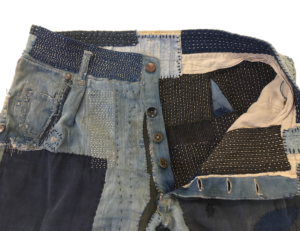 Vintage 40's Japanese Indigo Denim Boro Patchwork Sashiko Repaired ...