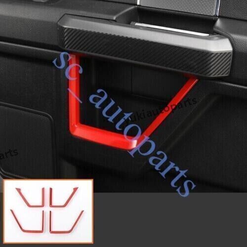 For Ford F~150 2015~2020 4Pcs ABS Red Interior Door U Type Frame Cover ...