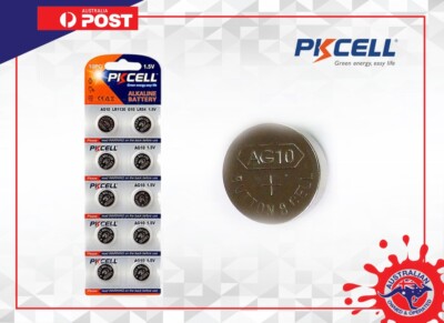 AG10 GP189 SR54 LR1130 1.5V Alkaline Button Cell Battery PKCell NEW 10 ...