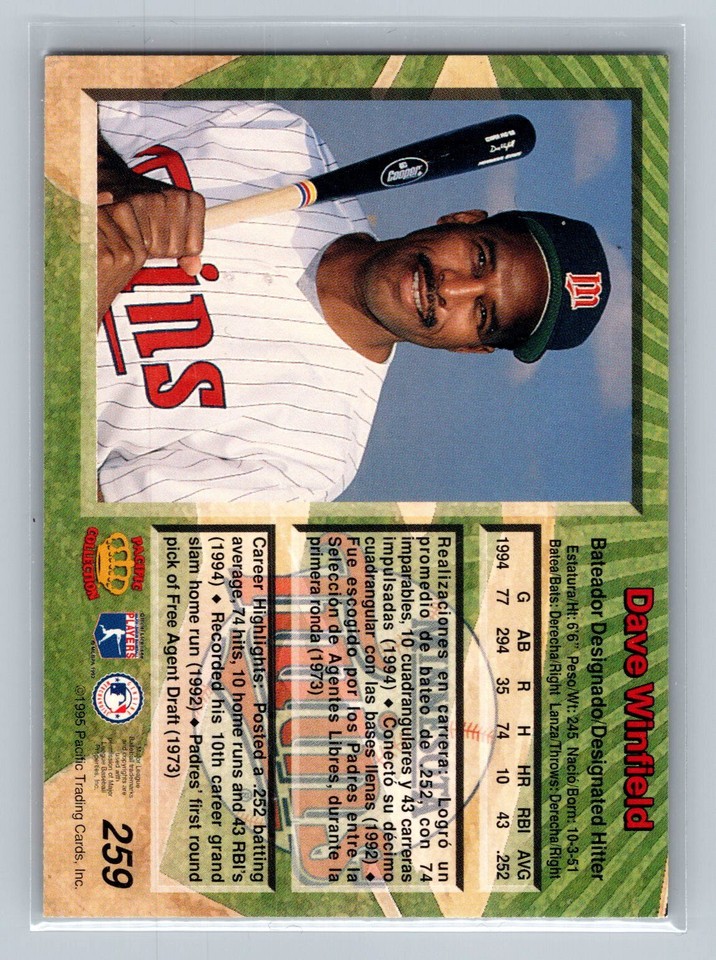 1995 Pacific #259 Dave Winfield Minnesota Twins | eBay