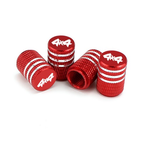 4x Red 4x4 Wheel Tire Caps Air Valve Stem Cover for Ram Tundra 4Runner ...
