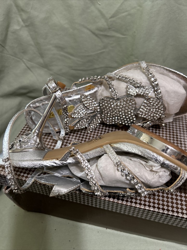 Women's Strappy Rhinestones 3 inch High Heel Stiletto Shoes Size 7.5 ...