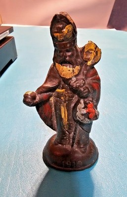 ANTIQUE CAST IRON LEAD SANTA CLAUS ST NICHOLAS DOOR STOP STOCKING ...