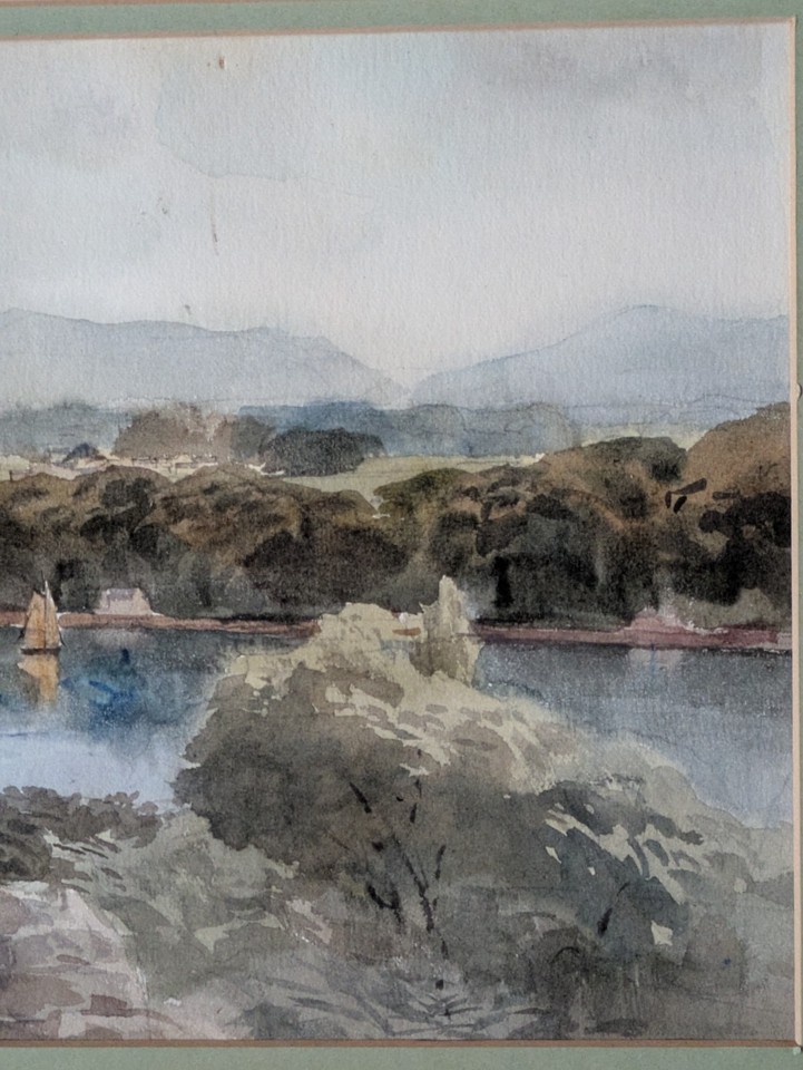 Original watercolour painting Menai Suspension Bridge indistinctly ...