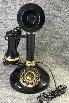 Reproduction Candlestick Telephone Push Button Antique Gold & Black | eBay
