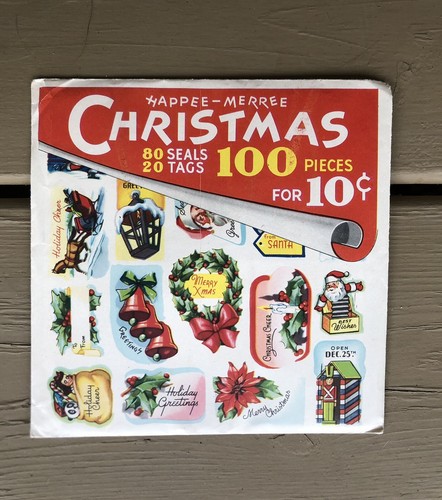1944 Christmas Labels Seal Tags Stickers Vintage Unopened Envelope NOS ...
