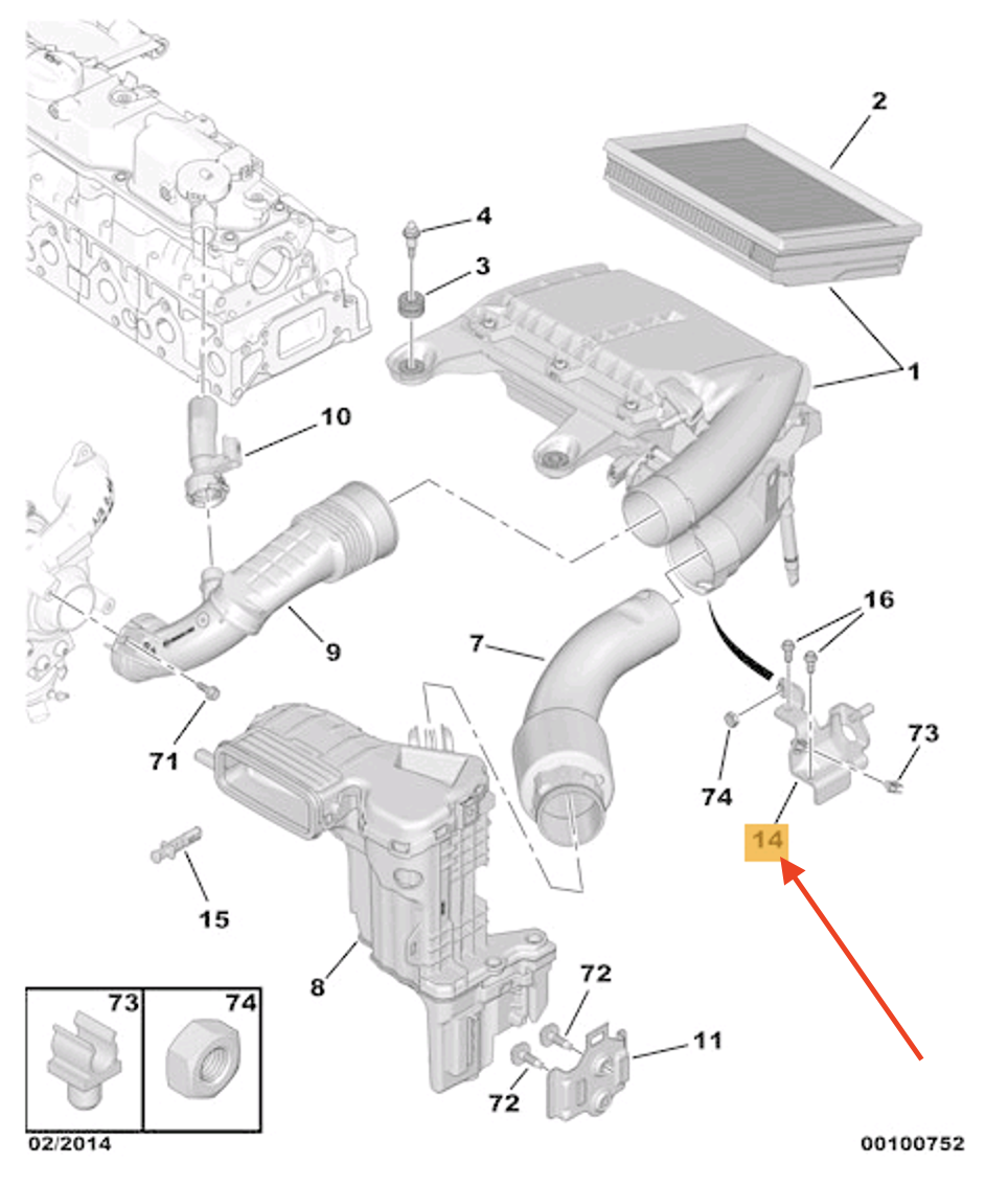 PEUGEOT 3008 Intake Air Filter Bracket 9804047180 New Genuine | eBay.de
