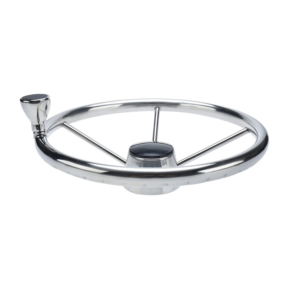 Boat Steering Wheel 5 Spoke 13.5" Dia Destroyer Style Marine Wheel w/M ...