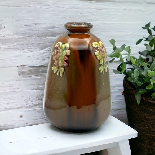 Antique Peters & Reed Pottery Standard Glaze 8 Sided Brown Floral ...