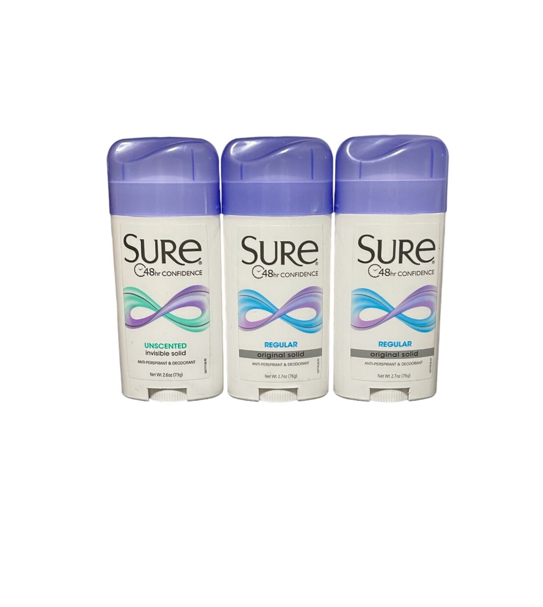 *PACK OF 3* Sure 48H 2 REGULAR/1 UNSCENTED anti-perspirant & Deodorant ...