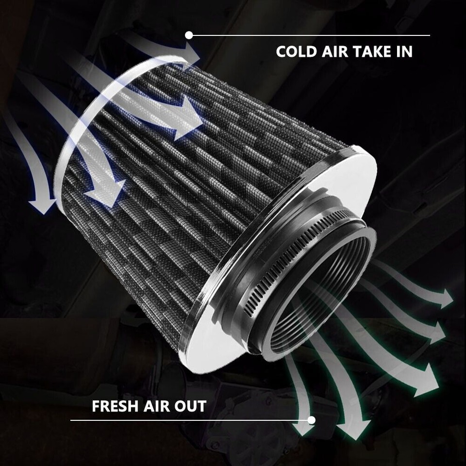 Carbon Fiber 3" High Flow Inlet Cold Air Intake Cone Replacement Dry ...