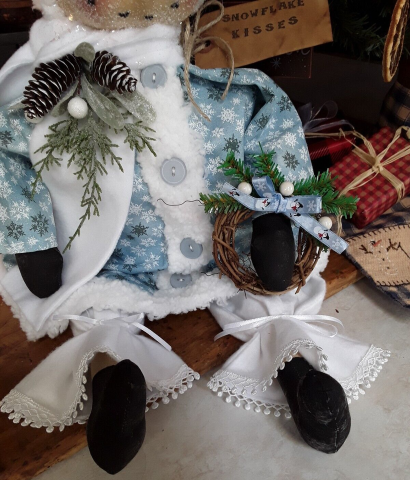 Primitive Christmas Snowman doll, farmhouse snowman, winter Snowman ...